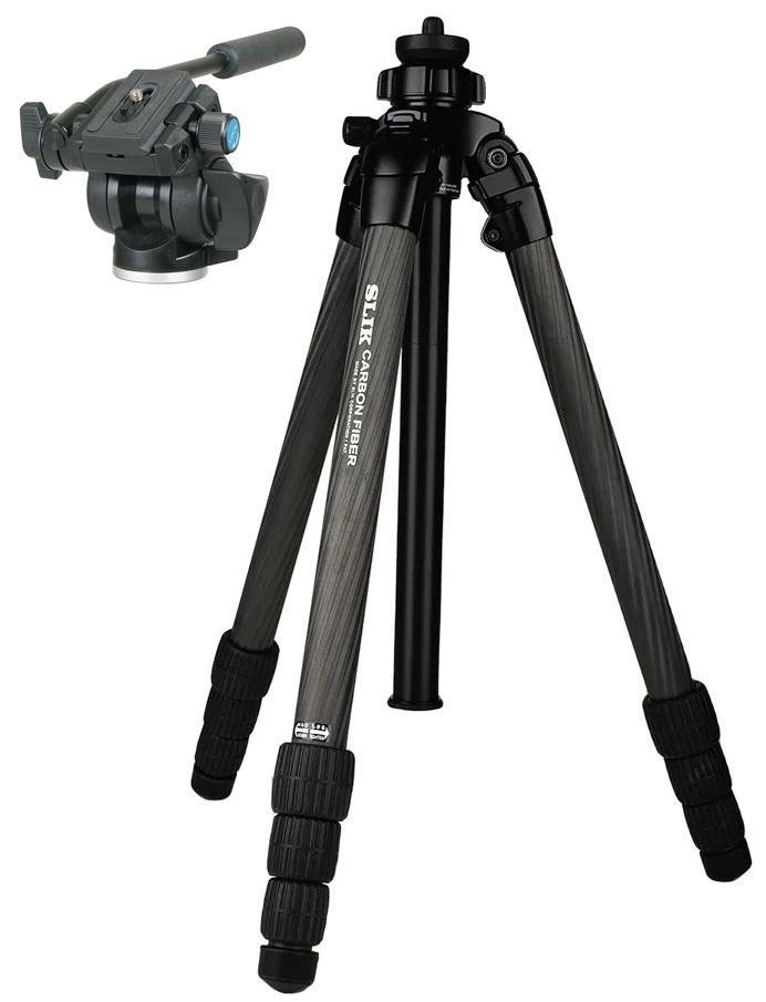 SLIK Pro CF 934 Carbon Fibre Tripod with SLIK SVH-520 Lightweight Fluid ...